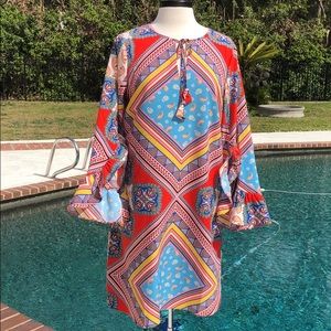 Jade | Dresses | Jade Multi Colored Ruffle Tie Neck Slip Dress | Poshmark